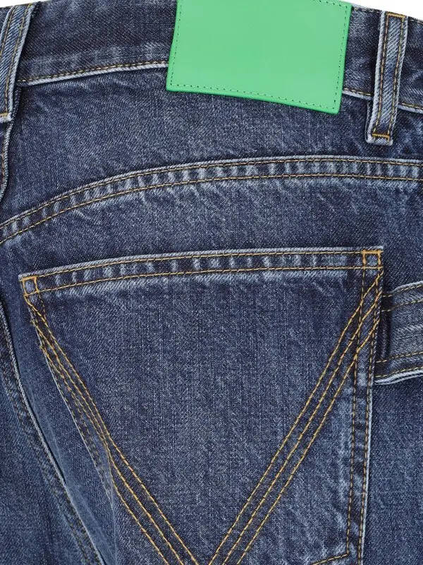Bottega Veneta Logo Patch Wide Leg Jeans - Mid Blue