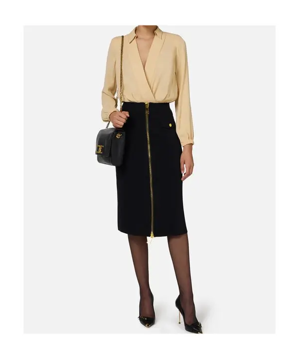 Elisabetta Franchi Zip-front Pencil Midi Skirt