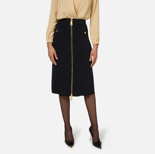 Elisabetta Franchi Zip-front Pencil Midi Skirt