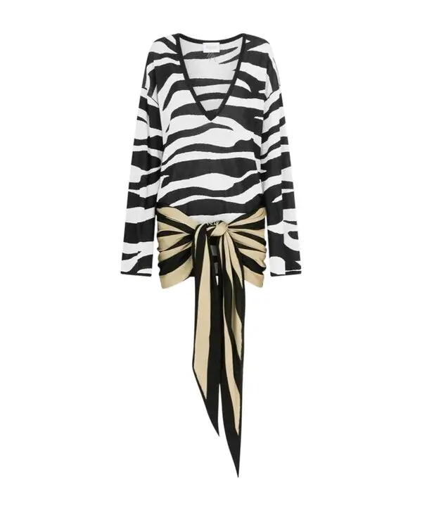 Attico Zebra Print Jacquard-woven Mini Dress - Black And White