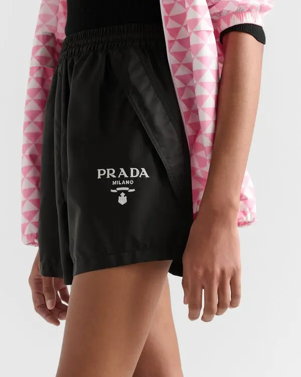 Prada Re-nylon Shorts With Embroidered Logo