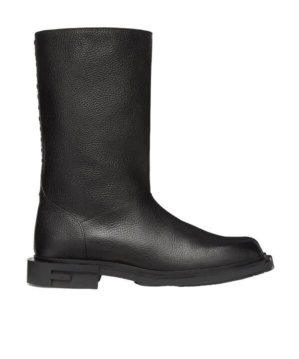 Fendi Calfskin Frame Boots - Black