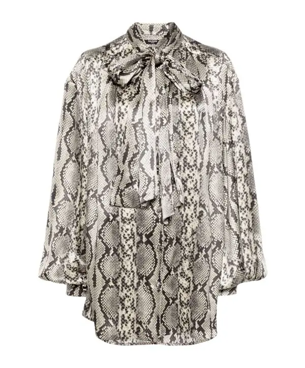 Balmain Snakeskin-print Silk Blouse
