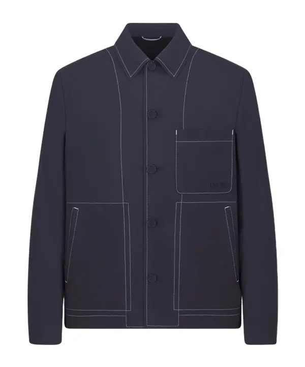 Dior Embossed Logo Collared Button-up Jacket