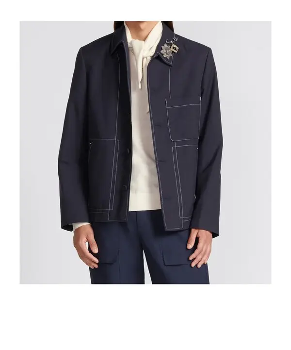 Dior Embossed Logo Collared Button-up Jacket
