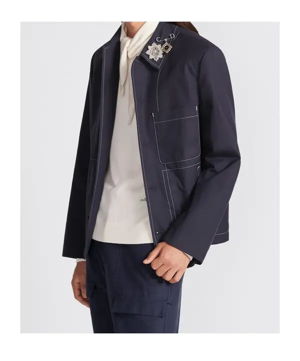 Dior Embossed Logo Collared Button-up Jacket