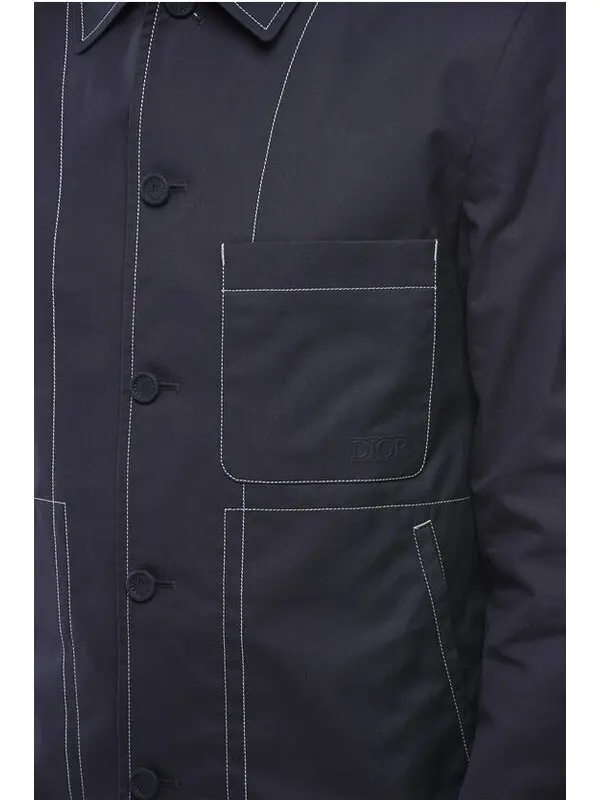 Dior Embossed Logo Collared Button-up Jacket