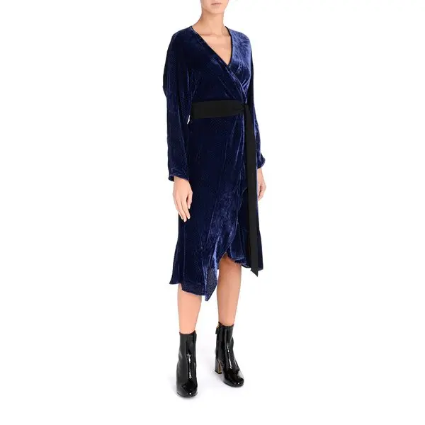 Diane Von Furstenberg V-neck Belted Long Sleeve Dress