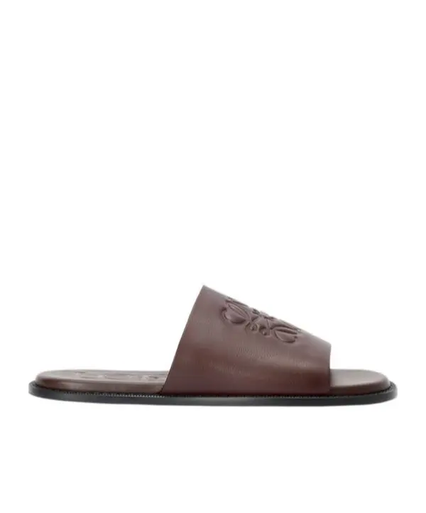 Loewe Flex Anagram Round Toe Slides - Deep Red