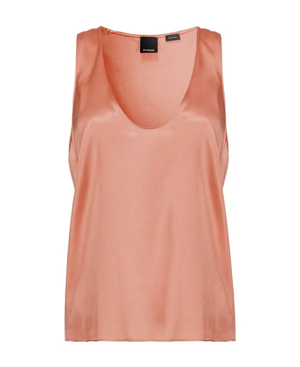 Pinko V-neck Satin Sleeveless Top - Pink
