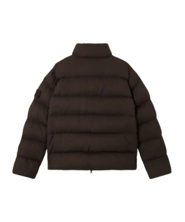 Stone Island Padded Down Jacket With Stand Collar And Logo Badge - Dark Brown