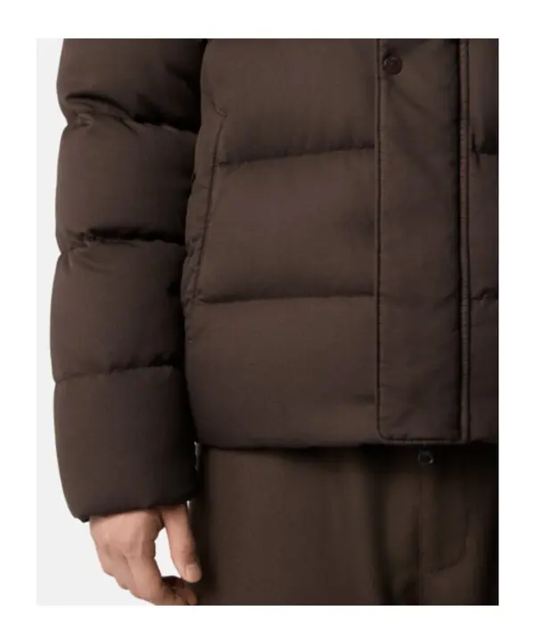 Stone Island Padded Down Jacket With Stand Collar And Logo Badge - Dark Brown
