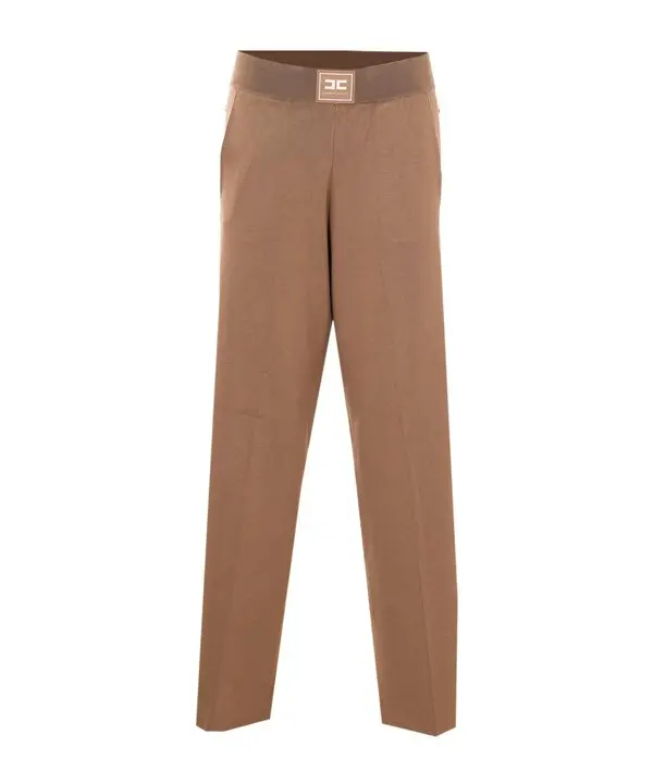 Elisabetta Franchi Striped Logo Trousers