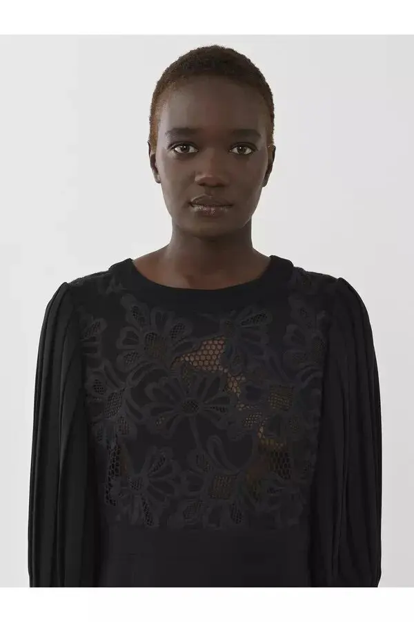 See By Chloé Lace Inset Crepe Mini Dress
