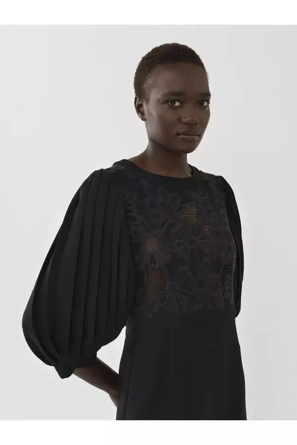 See By Chloé Lace Inset Crepe Mini Dress