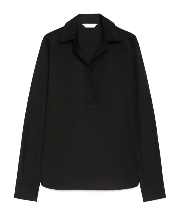 Max Mara V-neck Long-sleeve Shirt With Lapel Detail - Black