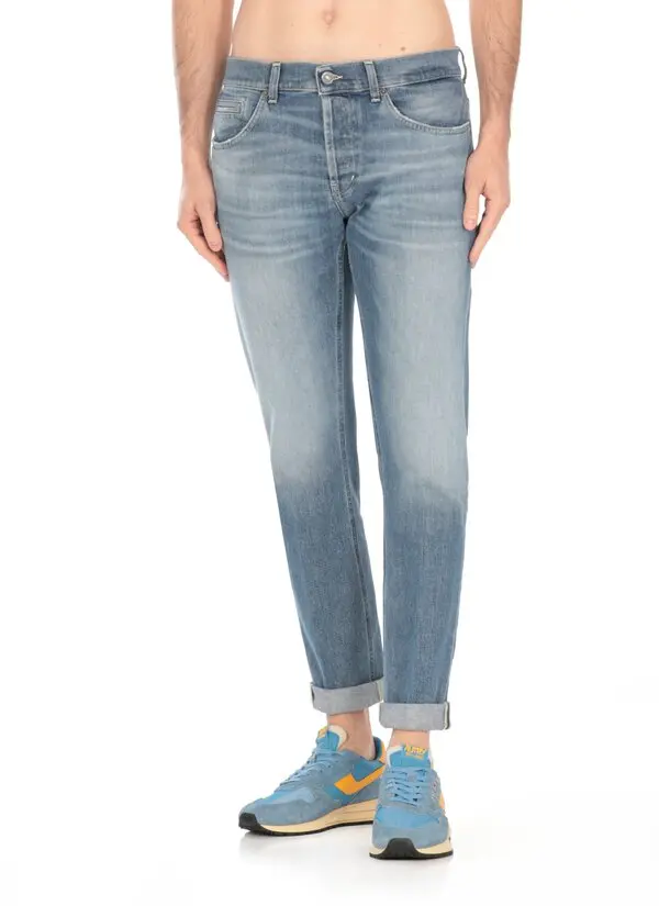 DONDUP Faded Ruffle Denim Trousers - Blue