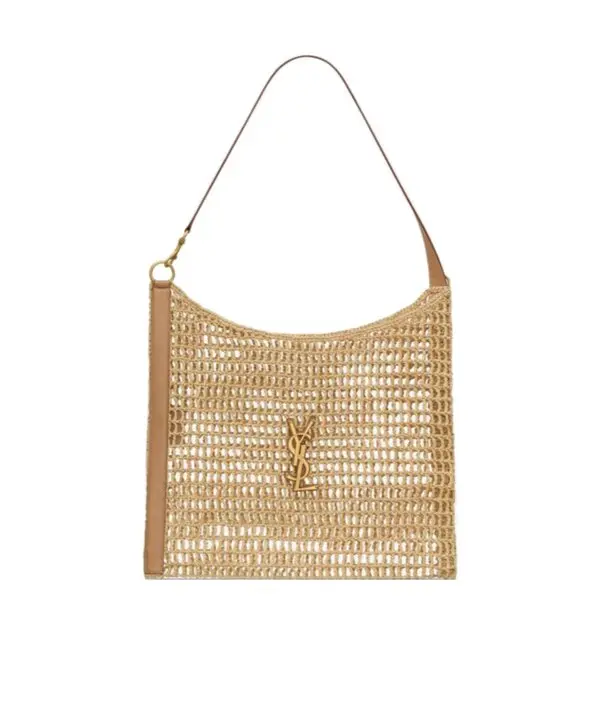Saint Laurent Oxalis Logo Plaque Shopping Bag - Nude