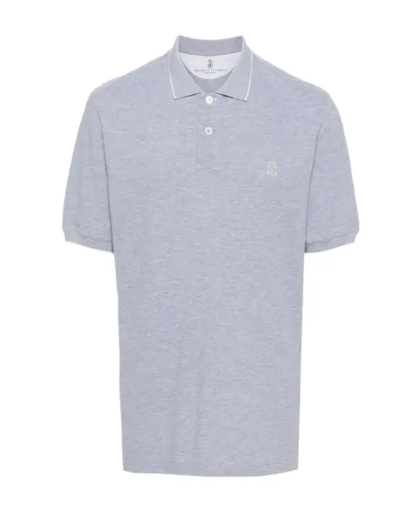 Brunello Cucinelli Logo-embroidered Short-sleeved Polo Shirt - Grey