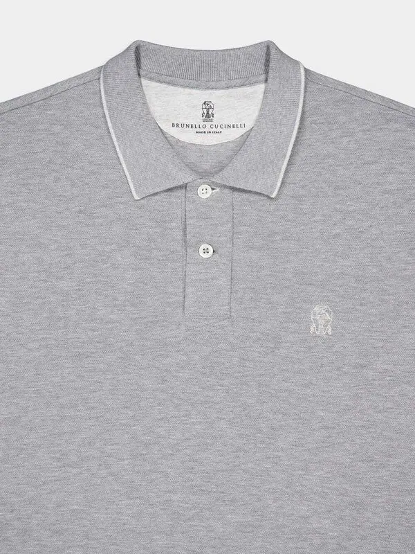 Brunello Cucinelli Logo-embroidered Short-sleeved Polo Shirt - Grey