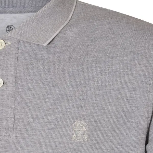 Brunello Cucinelli Logo-embroidered Short-sleeved Polo Shirt - Grey
