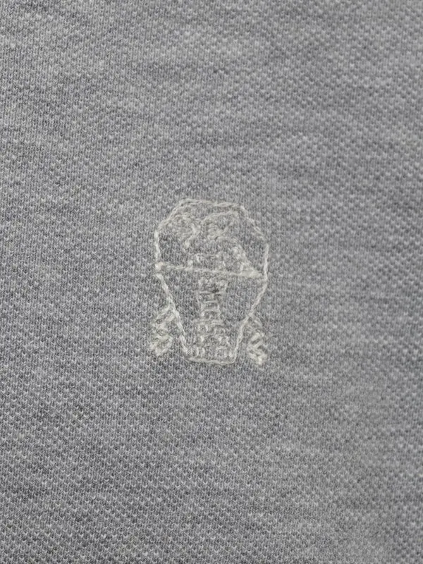 Brunello Cucinelli Logo-embroidered Short-sleeved Polo Shirt - Grey
