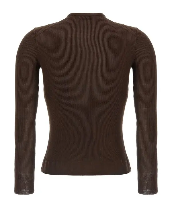 Magda Butrym Ribbed Henley Knit Sweater - Black