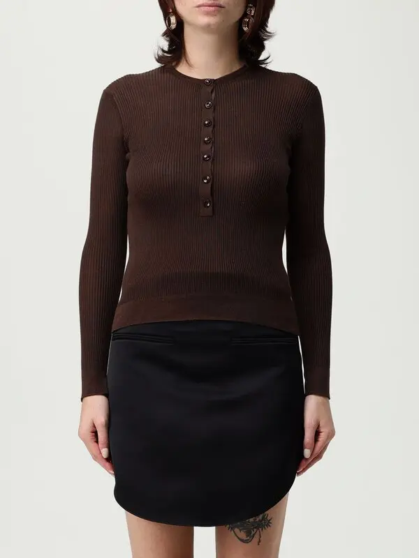 Magda Butrym Ribbed Henley Knit Sweater - Black