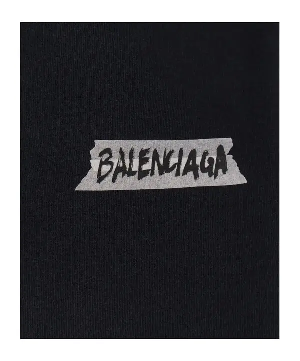 Balenciaga Quarter-zip Distressed Logo Sweater - Black