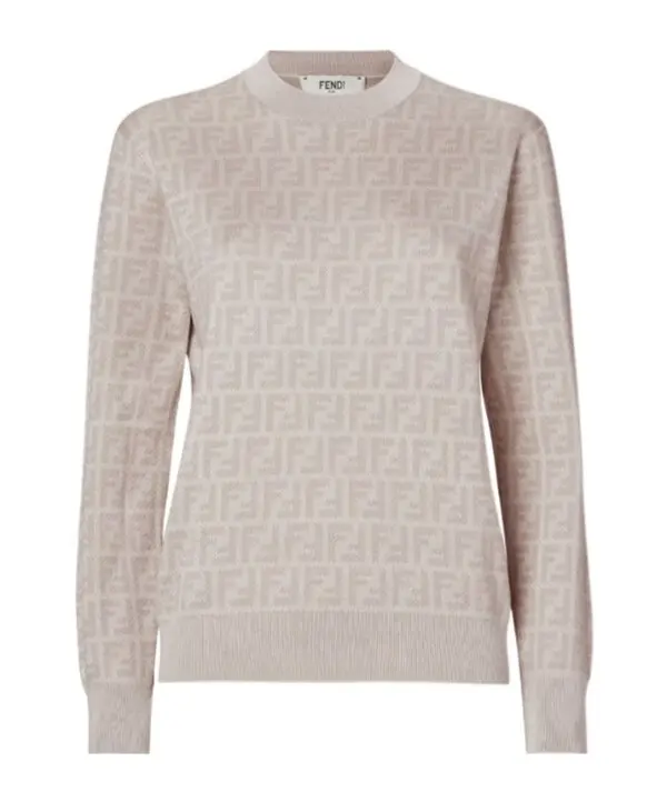 Fendi Ff Motif Knitted Sweater - Nude