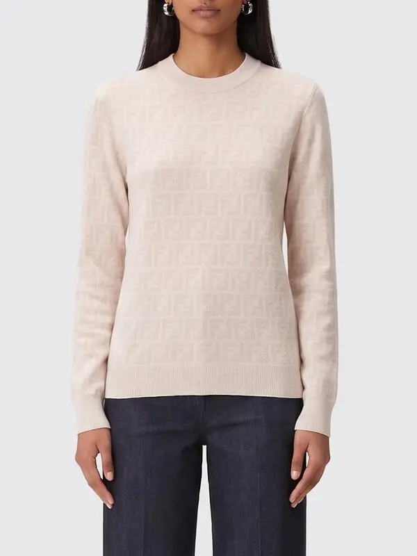 Fendi Ff Motif Knitted Sweater - Nude