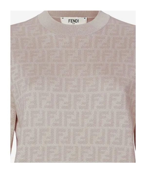 Fendi Ff Motif Knitted Sweater - Nude