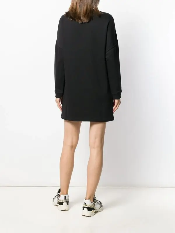 Versace Logo Embroidered Long Sleeve Dress