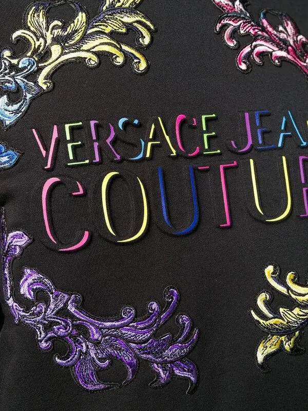 Versace Logo Embroidered Long Sleeve Dress