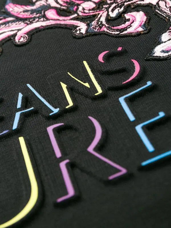 Versace Logo Embroidered Long Sleeve Dress