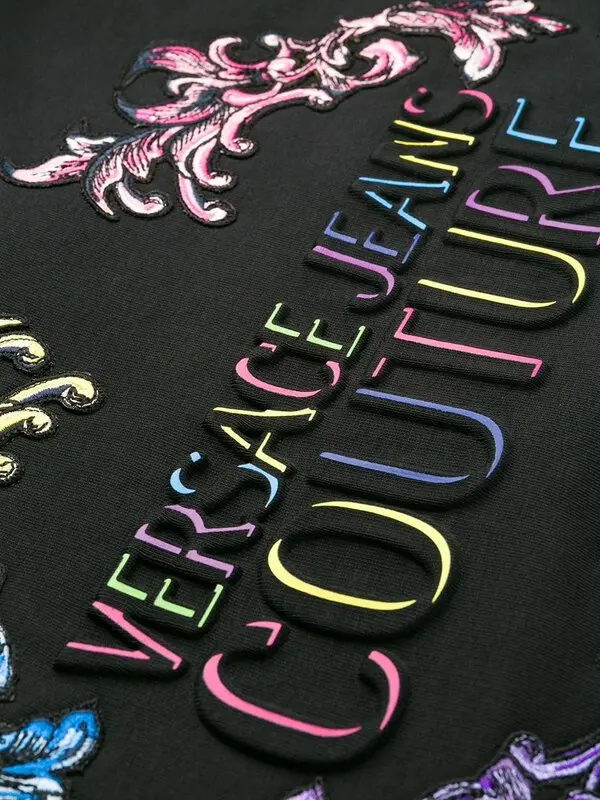 Versace Logo Embroidered Long Sleeve Dress