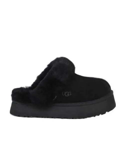 UGG Disquette Logo Embossed Platform Slippers - Black