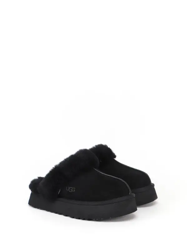 UGG Disquette Logo Embossed Platform Slippers - Black