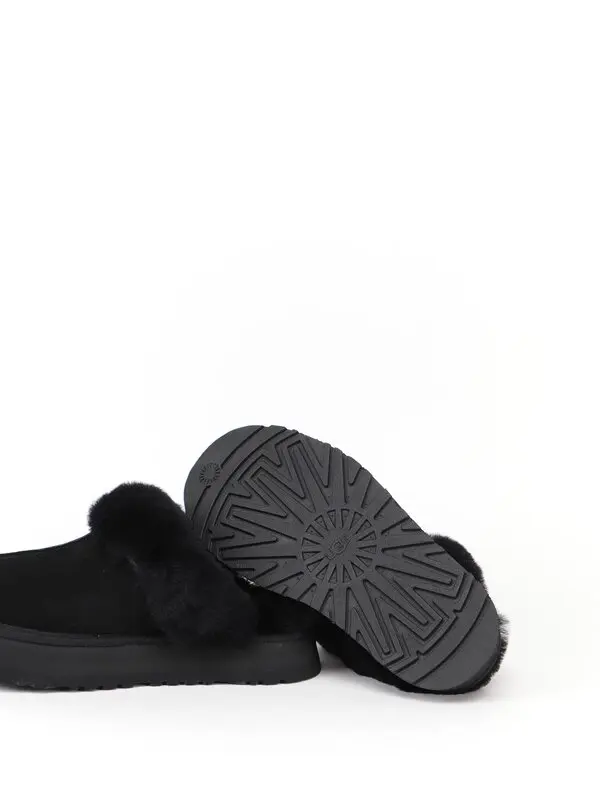 UGG Disquette Logo Embossed Platform Slippers - Black