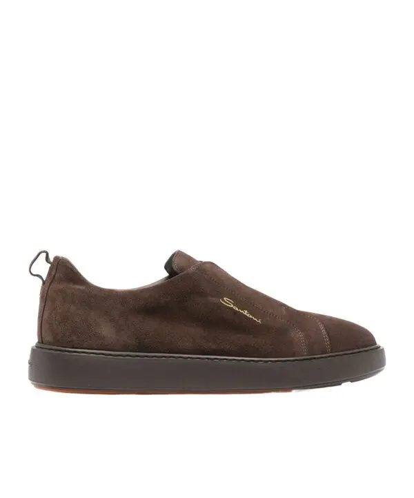 Santoni Logo Stamp Round Toe Slip-on Sneakers