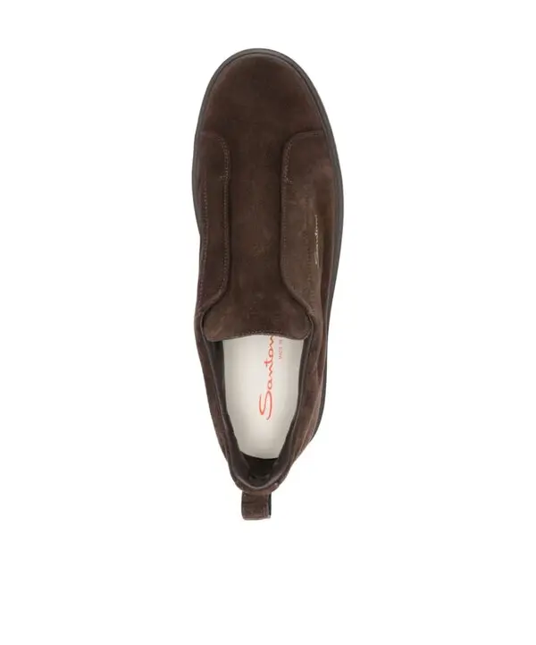 Santoni Logo Stamp Round Toe Slip-on Sneakers