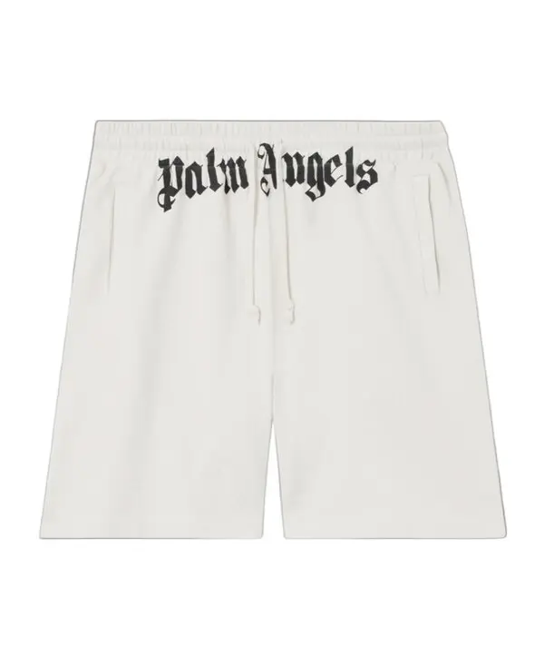 Palm Angels Logo Cotton Shorts - White