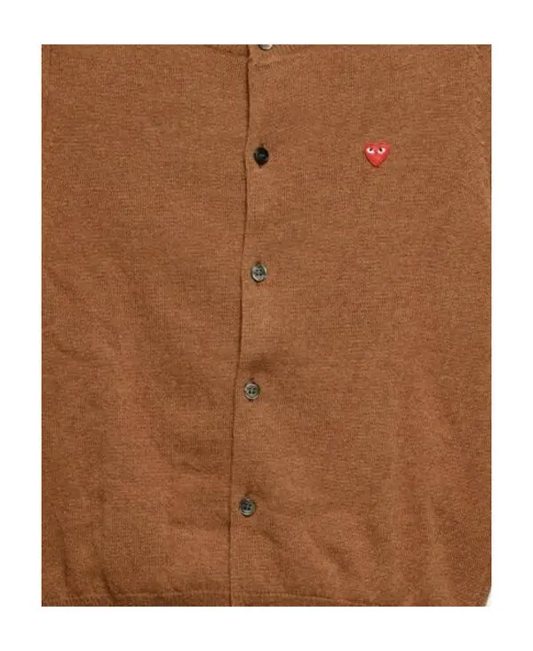 Play Comme Des Garcon Heart-shaped Collage Cardigan - Brown