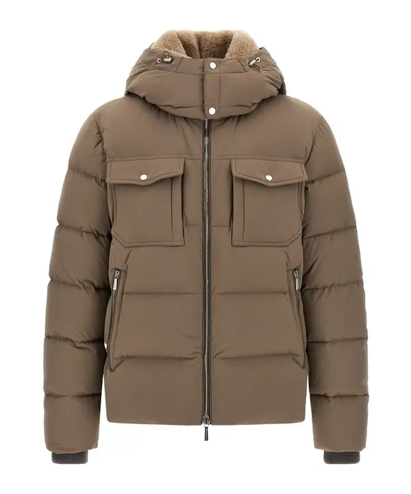 MOORER Alarick Hooded Down Jacket - Brown