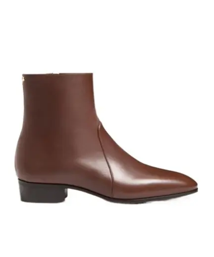 Valentino Garavani Kidskin Ankle Boots With Side Zip - Red