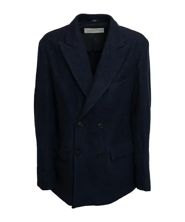 Dries Van Noten Double Breasted Long Sleeved Coat - Navy