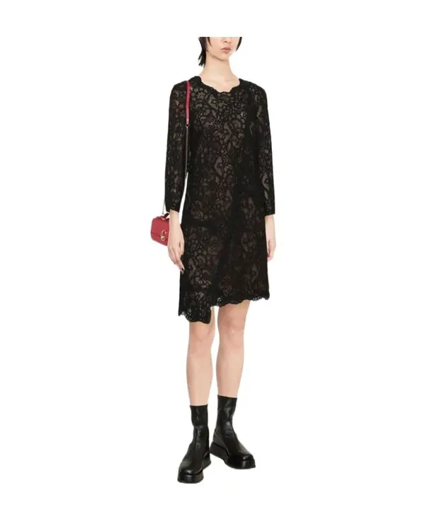 Ermanno Scervino Asymmetric Floral Lace Mini Dress