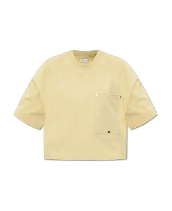 Bottega Veneta Cropped T-shirt With Pocket Detail - Nude