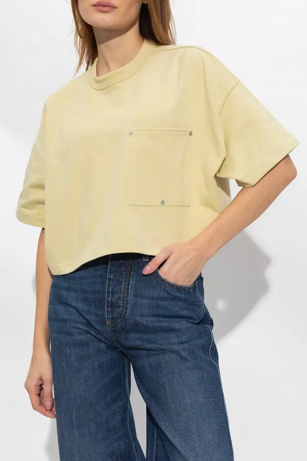 Bottega Veneta Cropped T-shirt With Pocket Detail - Nude