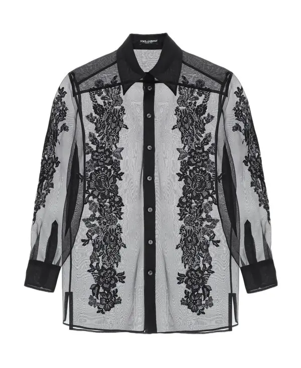 Dolce & Gabbana Lace Appliqué Long Sleeve Shirt